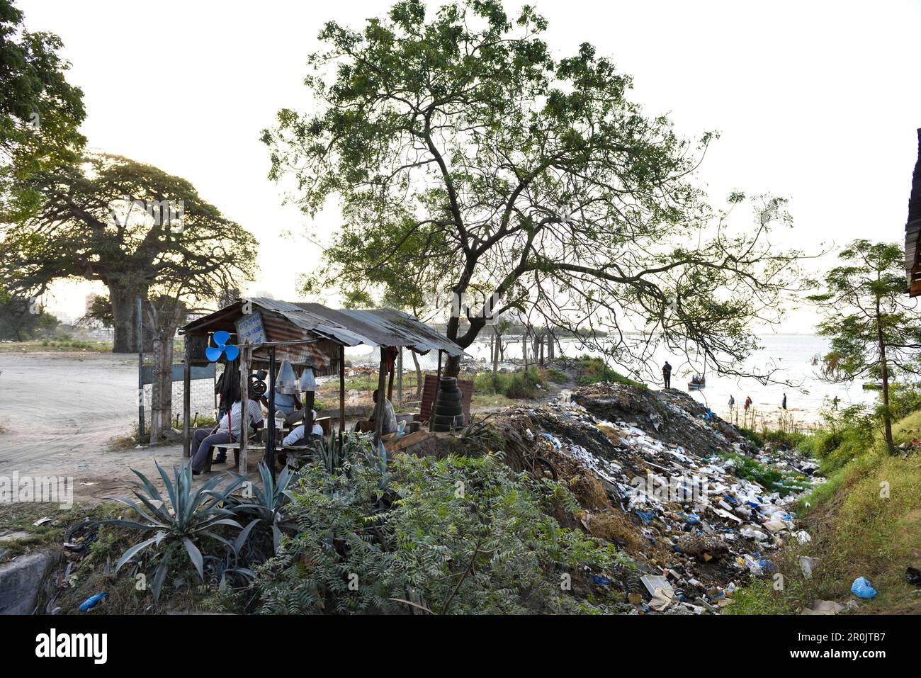 Waste dump near the Indian Ocean, Kigamboni, Tanzania, Africa Stock ...
