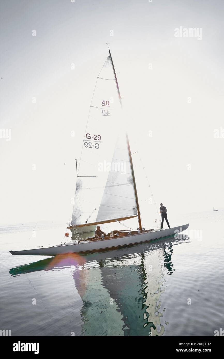 Schaerenkreuzer, skerry cruiser on lake Starnberg, Upper Bavaria ...