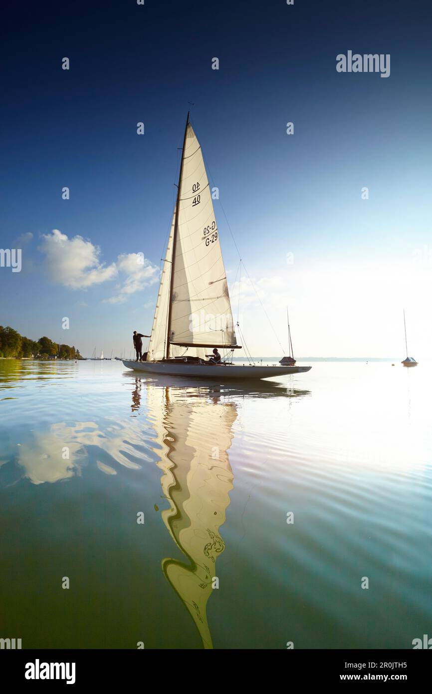 Schaerenkreuzer, skerry cruiser on lake Starnberg, Upper Bavaria ...