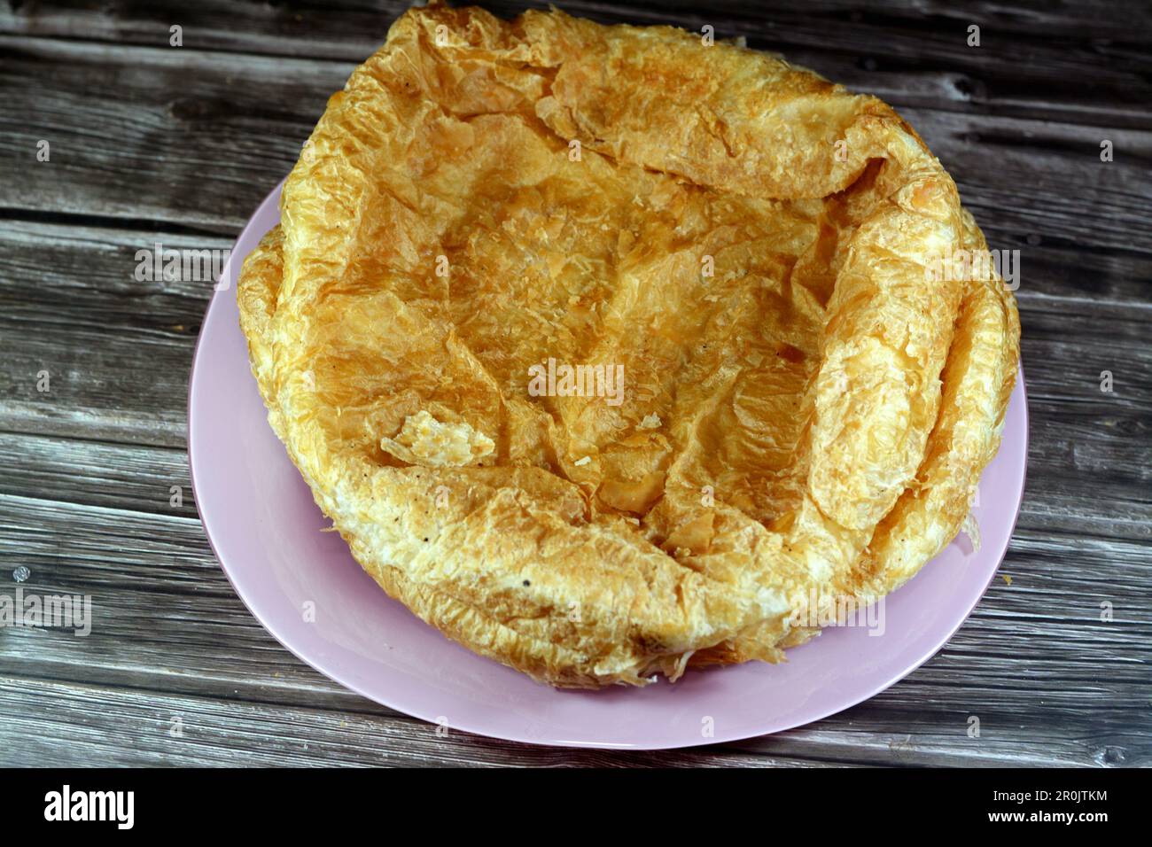 Egyptian Feteer meshaltet, layers upon layers of pastry dough with ...