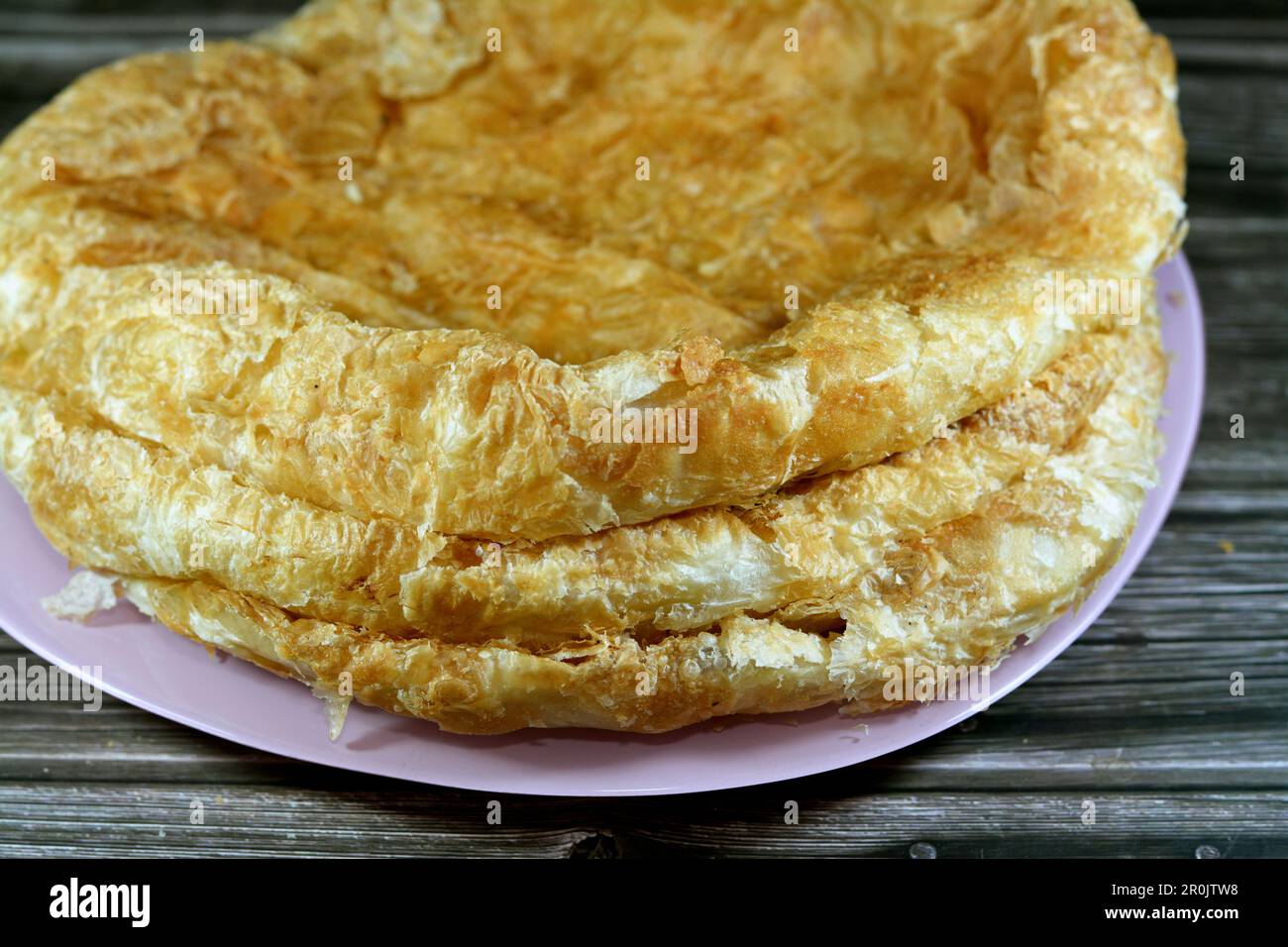 Egyptian Feteer meshaltet, layers upon layers of pastry dough with ...