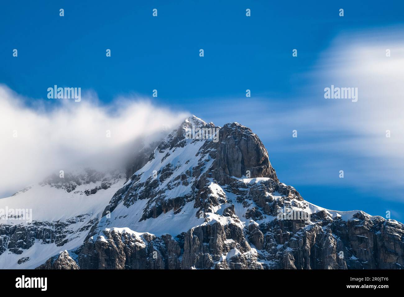 peak of Mount Triglav and clouds, highest peak in Slovenia, Vrata ...