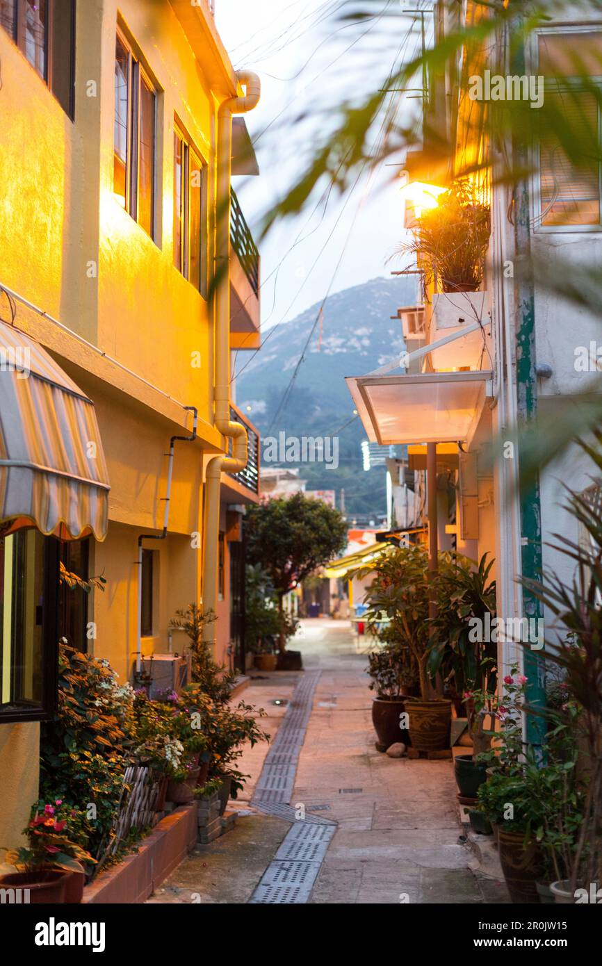 Little alley in the fishing village, popular living area, residential ...