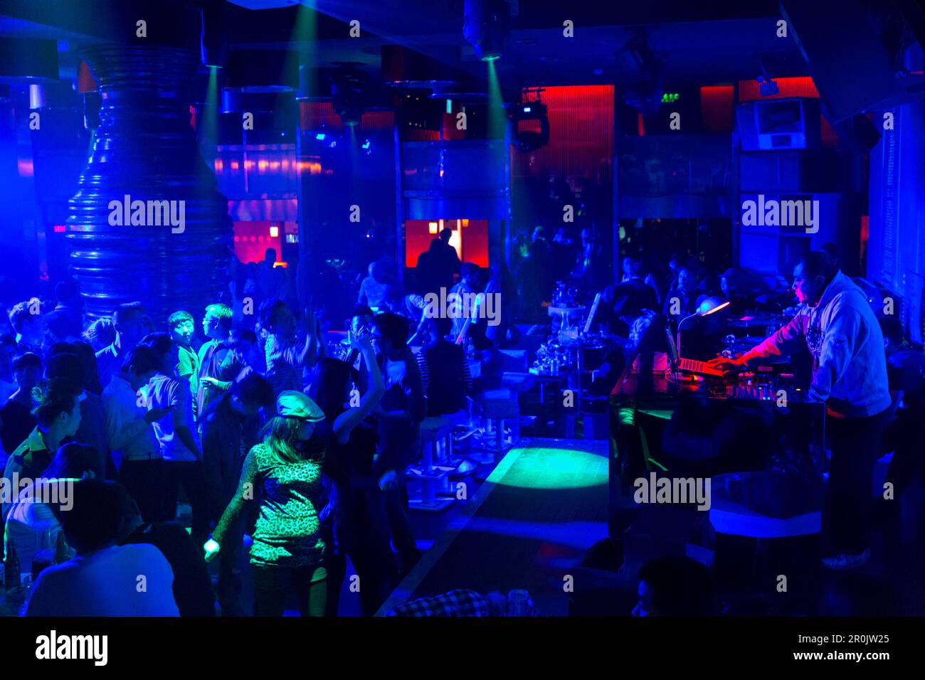 Party in the night club Mix Club, disco, dancing, DJ, techno, night ...