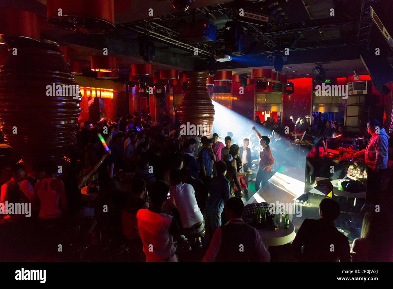 Party in the night club Mix Club, disco, dancing, DJ, techno, night ...