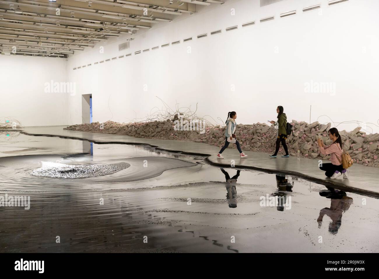 Installation Silent Ink, visitors, exhibiton of Cai Guoqiang, Cai Guo ...