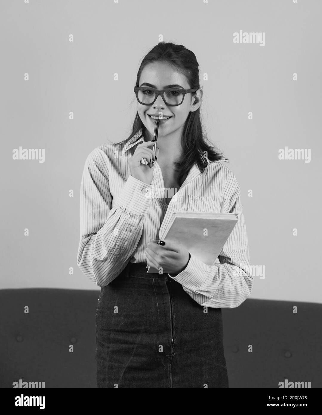 Thinking student Business woman entrepreneur working in office ...