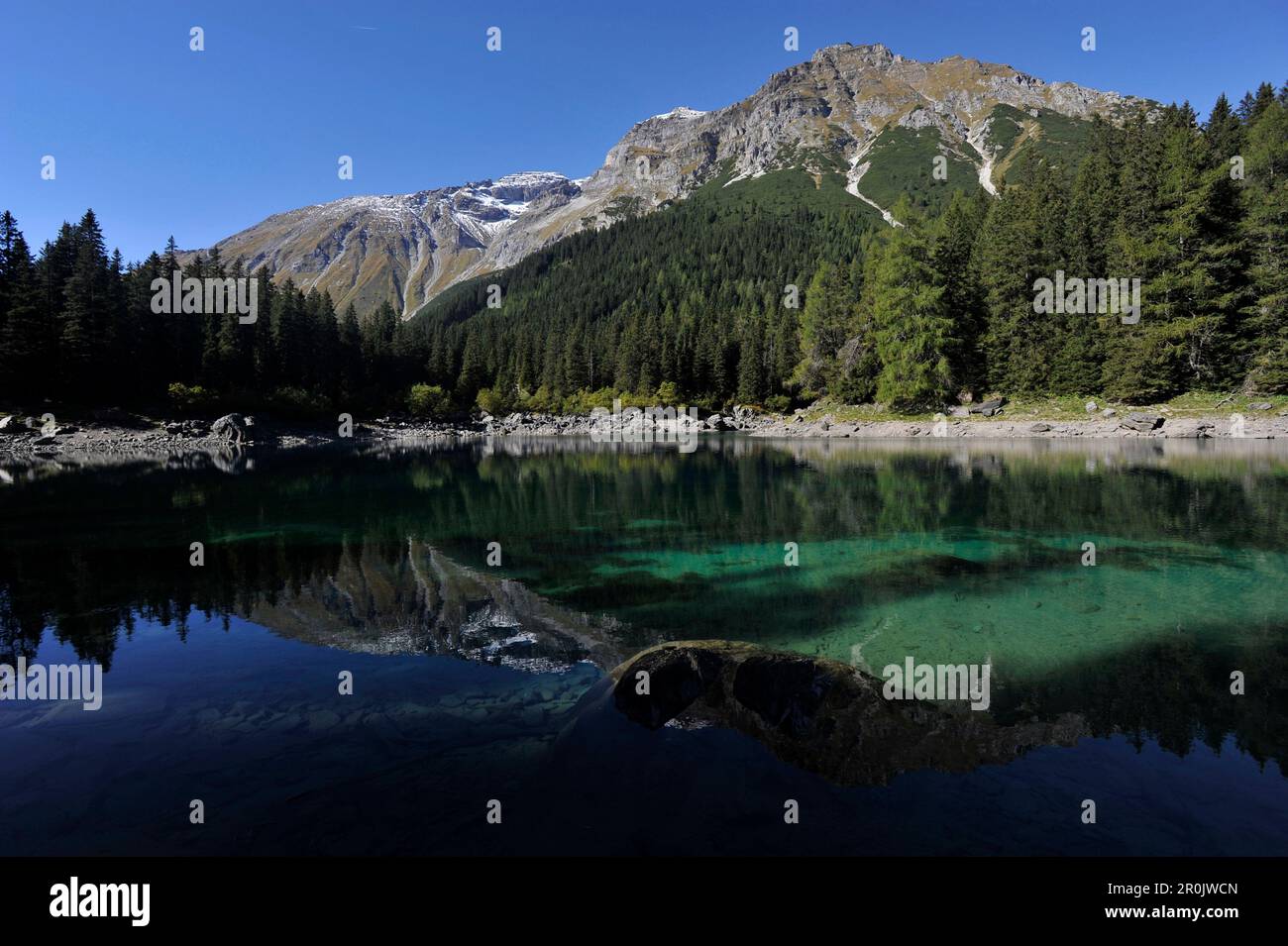 Lake Obernberg in the Obernberg Valley, View to Obernberg Tribulaun ...