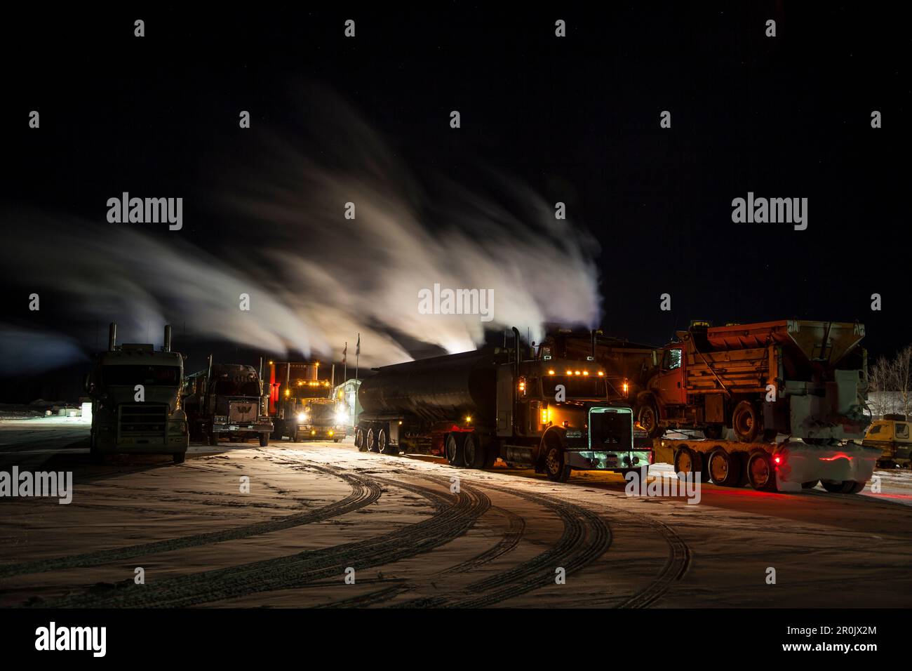 because of cold weather running trucks at the parking lot of Eagle ...