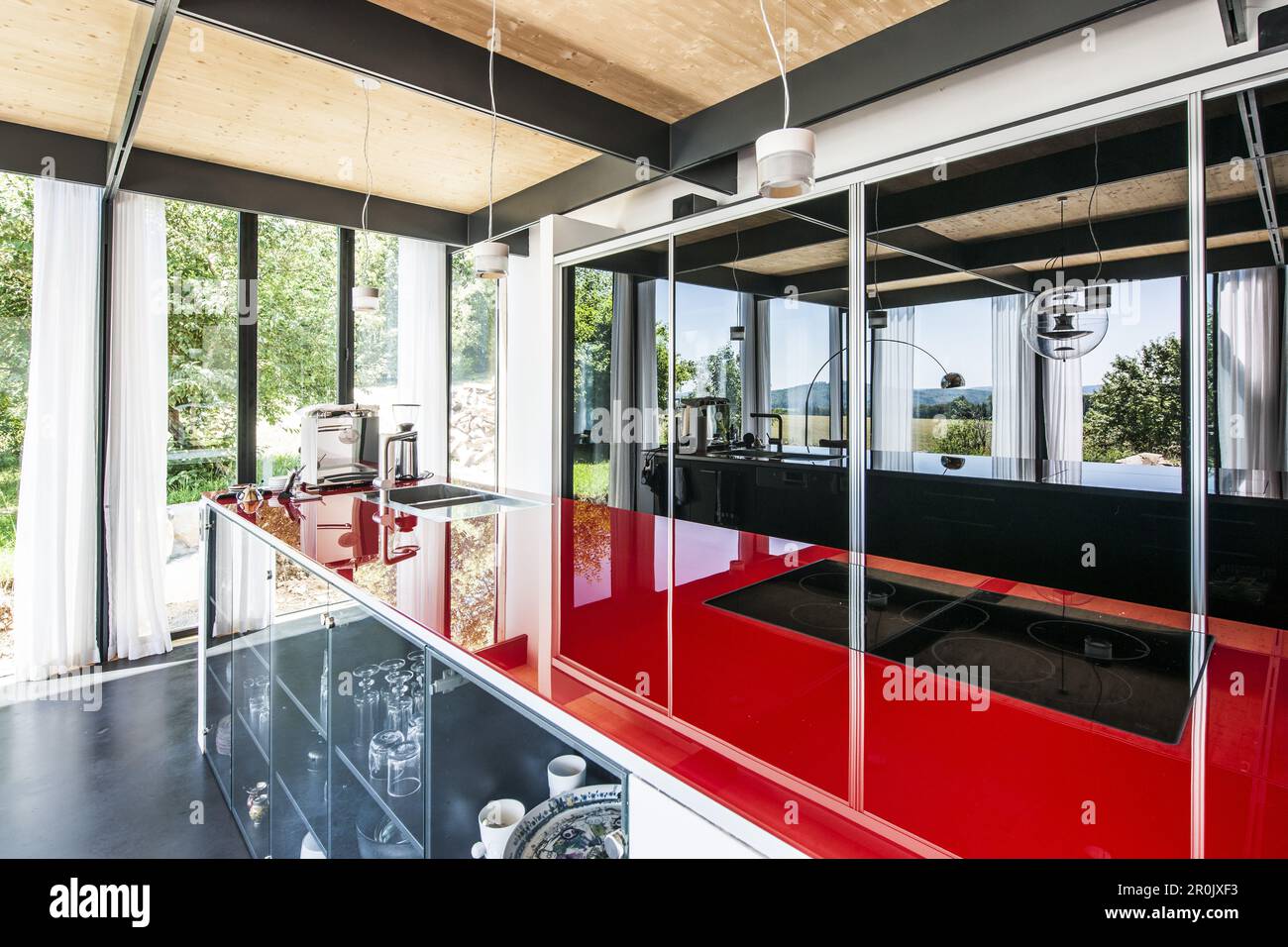 modern architecture and living room with open kitchen, architecture ...