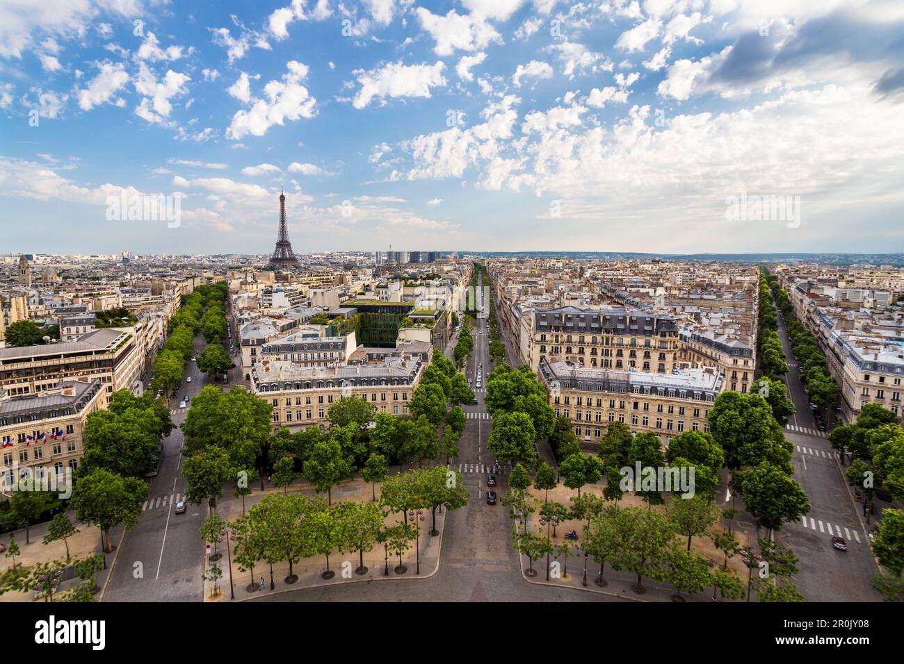 panoramic view from Arc de Triomphe on Paris, France, Europe Stock Photo - Alamy