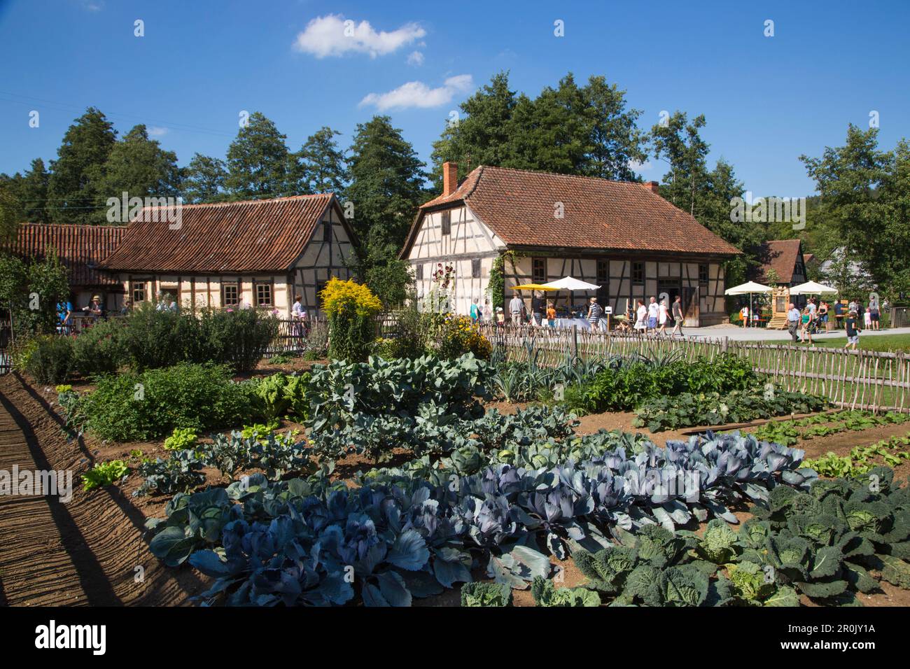 Vegetable garden and buildings at Fränkisches Freiluftmuseum Fladungen ...