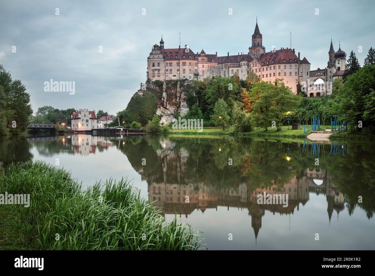 Sigmaringen Castle located is located on a huge rock next to the Danube ...
