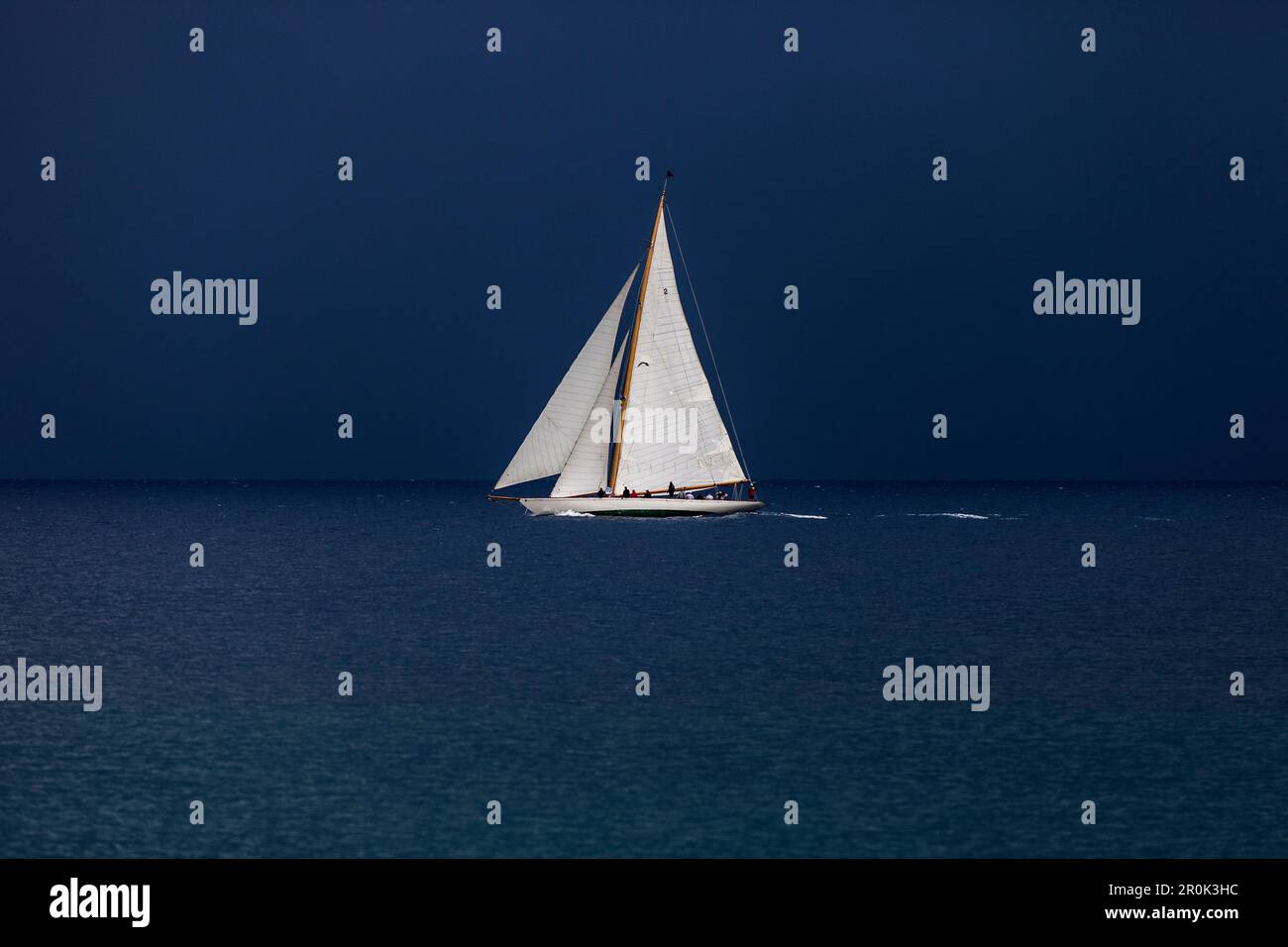 'Classic Sailing Yacht facing an oncoming storm, Classic Sailing ...