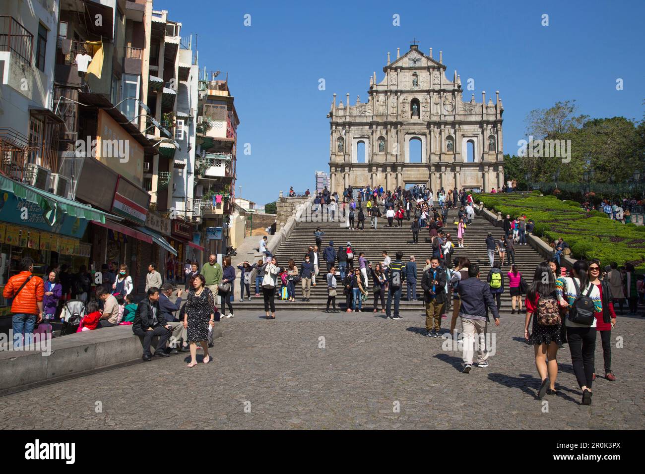 People on steps of Ruins of St. Paul's, Macau, Macau, China Stock Photo ...