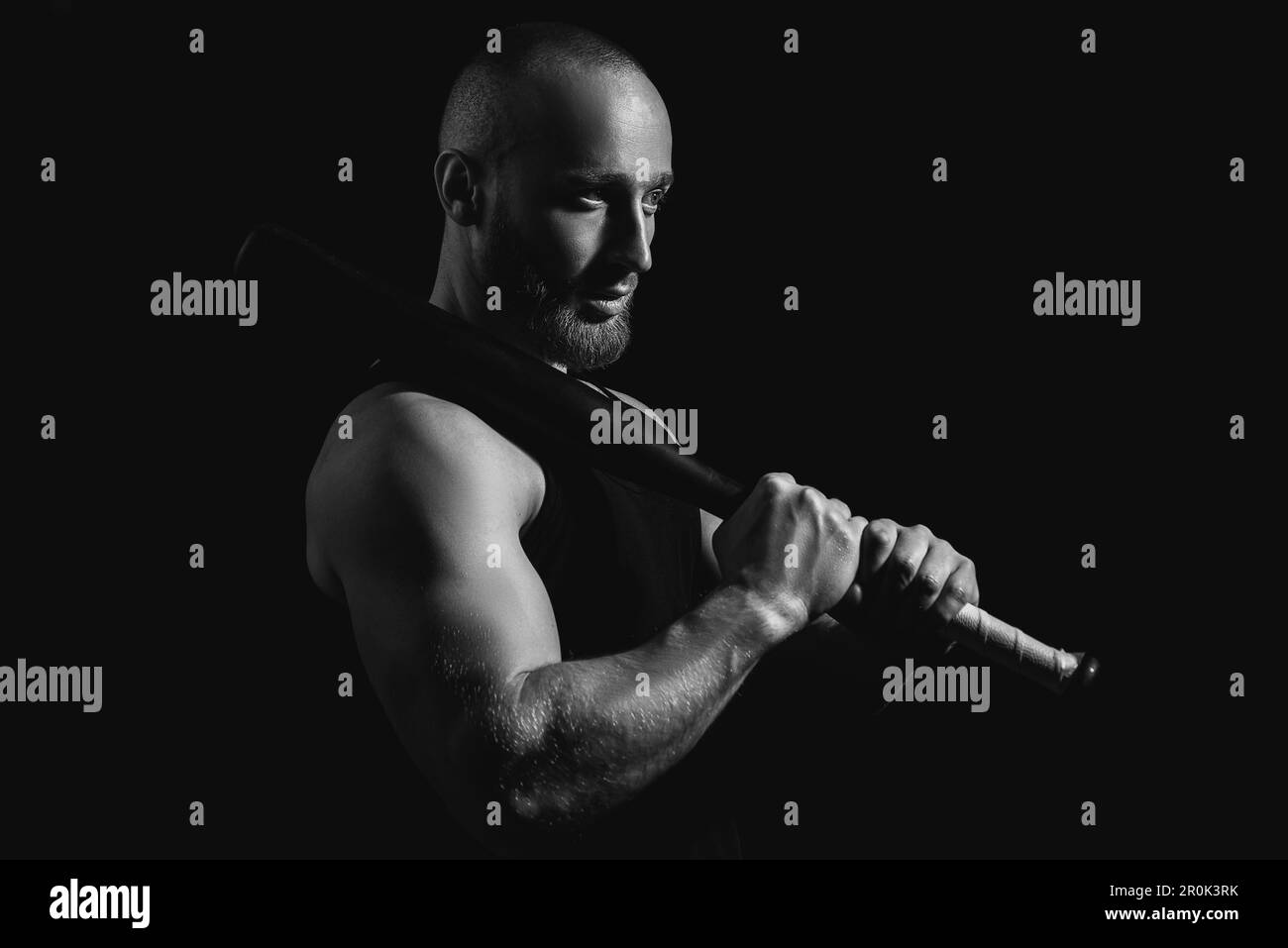 Brutal man, handsome serious male model. Strong muscular male body ...