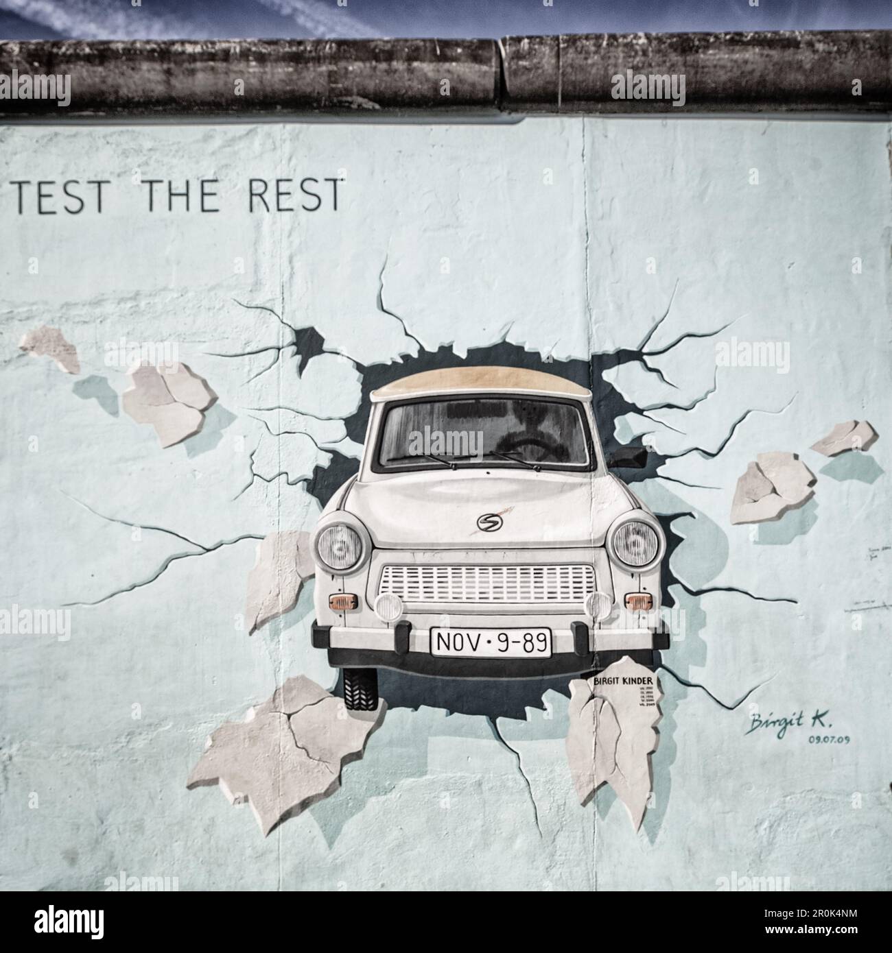 Trabant or Trabi breaking through the Berlin Wall, painting by Birgit ...