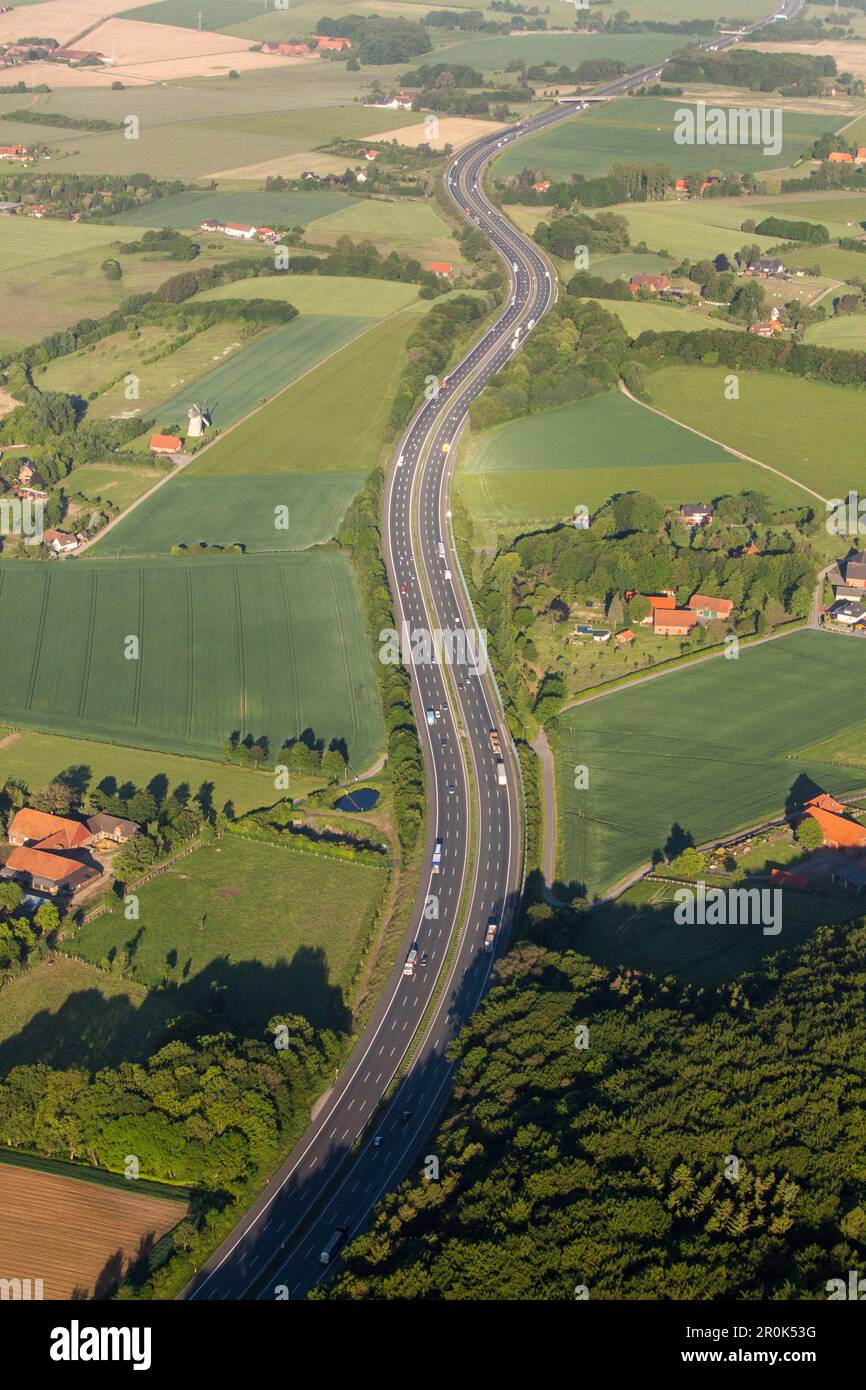 aerial, German Autobahn, A2, landscape, route, motorway, highway ...