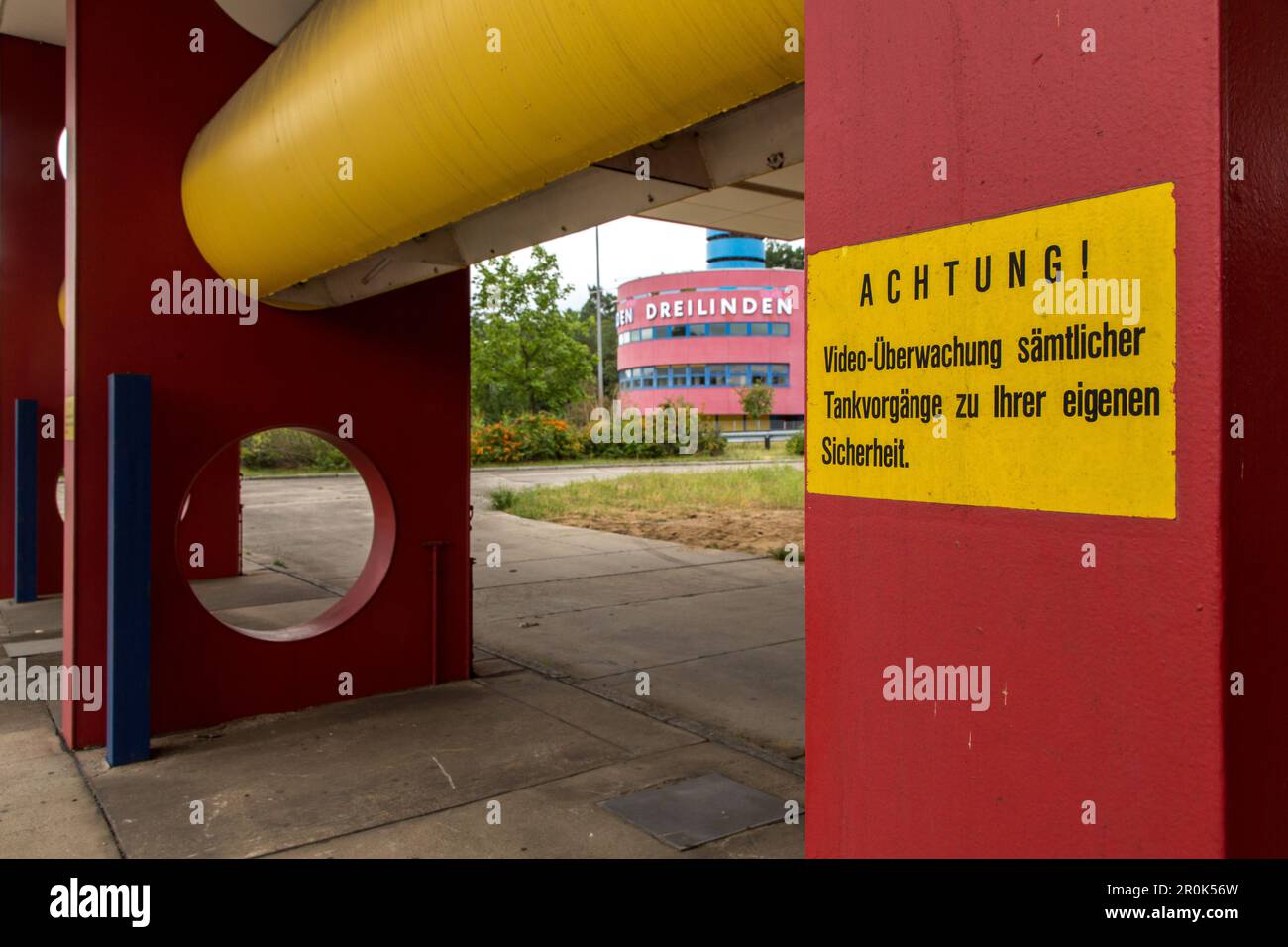German Autobahn, A 115, deserted former service station, border, West ...