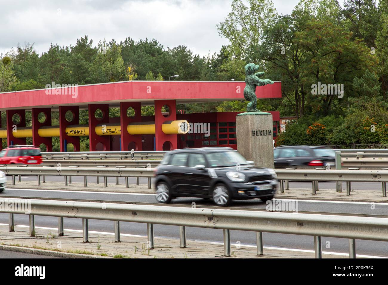 German Autobahn, A 115, deserted former service station, border, West ...