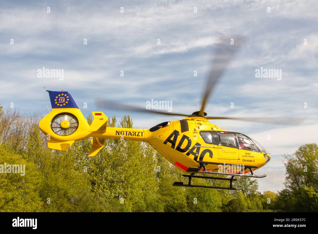 German Autobahn, helicopter rescue service, emergency, German ...
