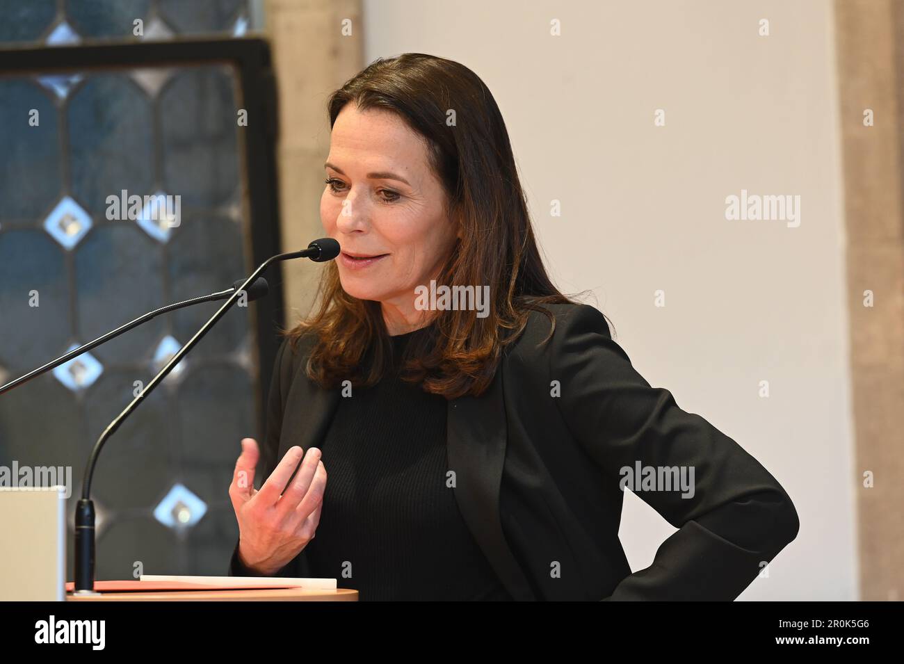 Cologne, Germany. 08th May, 2023. Presenter Anne Will speaks at the ...