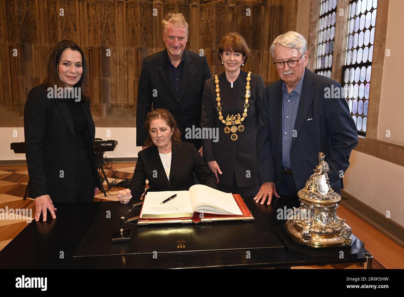 Cologne, Germany. 08th May, 2023. Moderator Anne Will, l-r, Managing ...