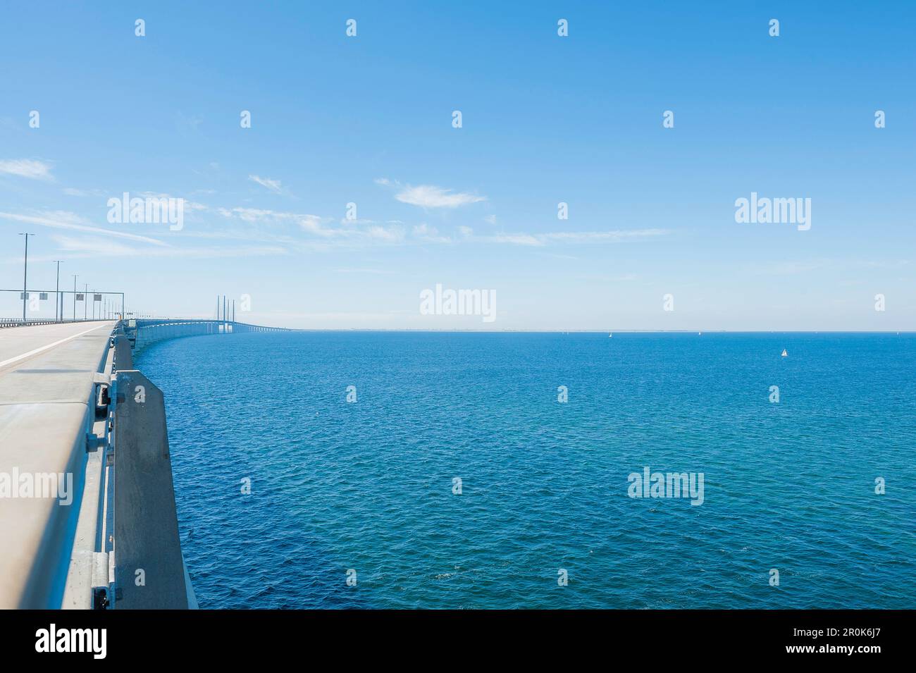 view from the Oresund Bridge between Malmo and Kopenhagen over the ...