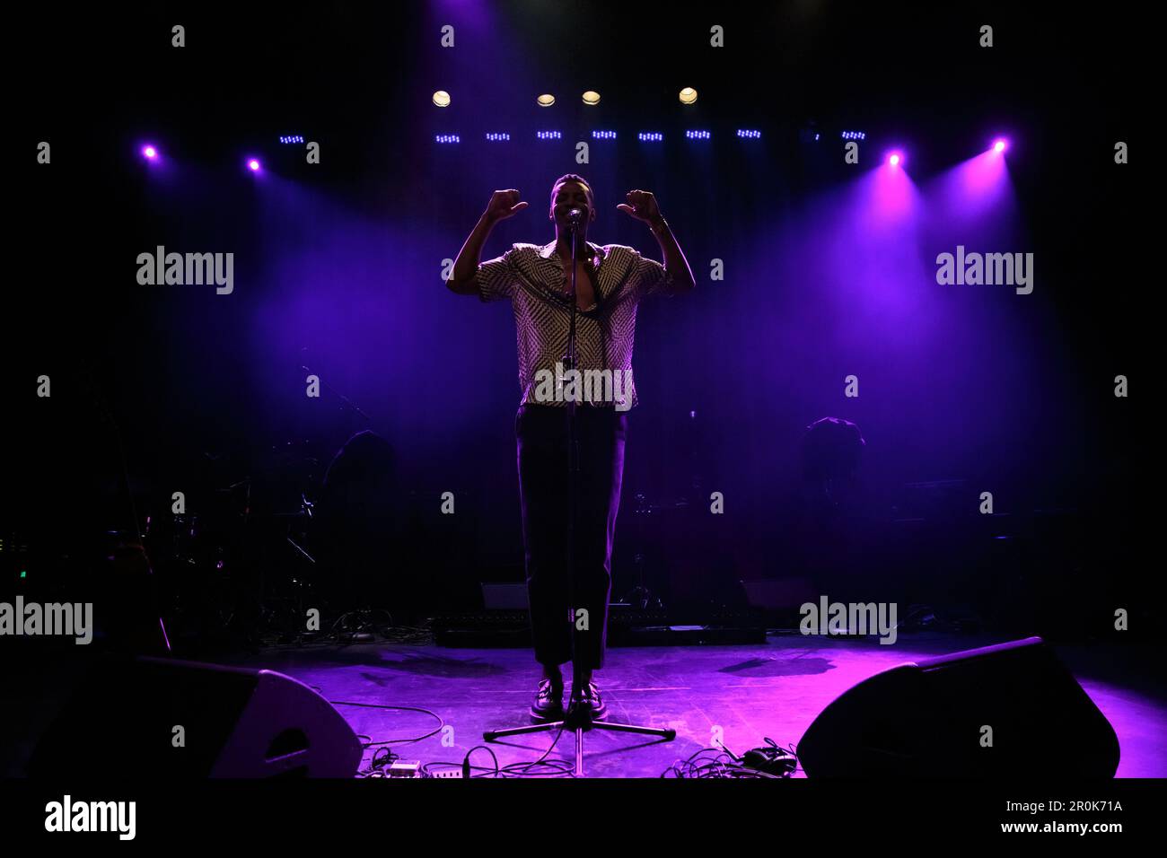 Toronto, Canada. 08th May, 2023. Joseph Solomon sings into a microphone ...