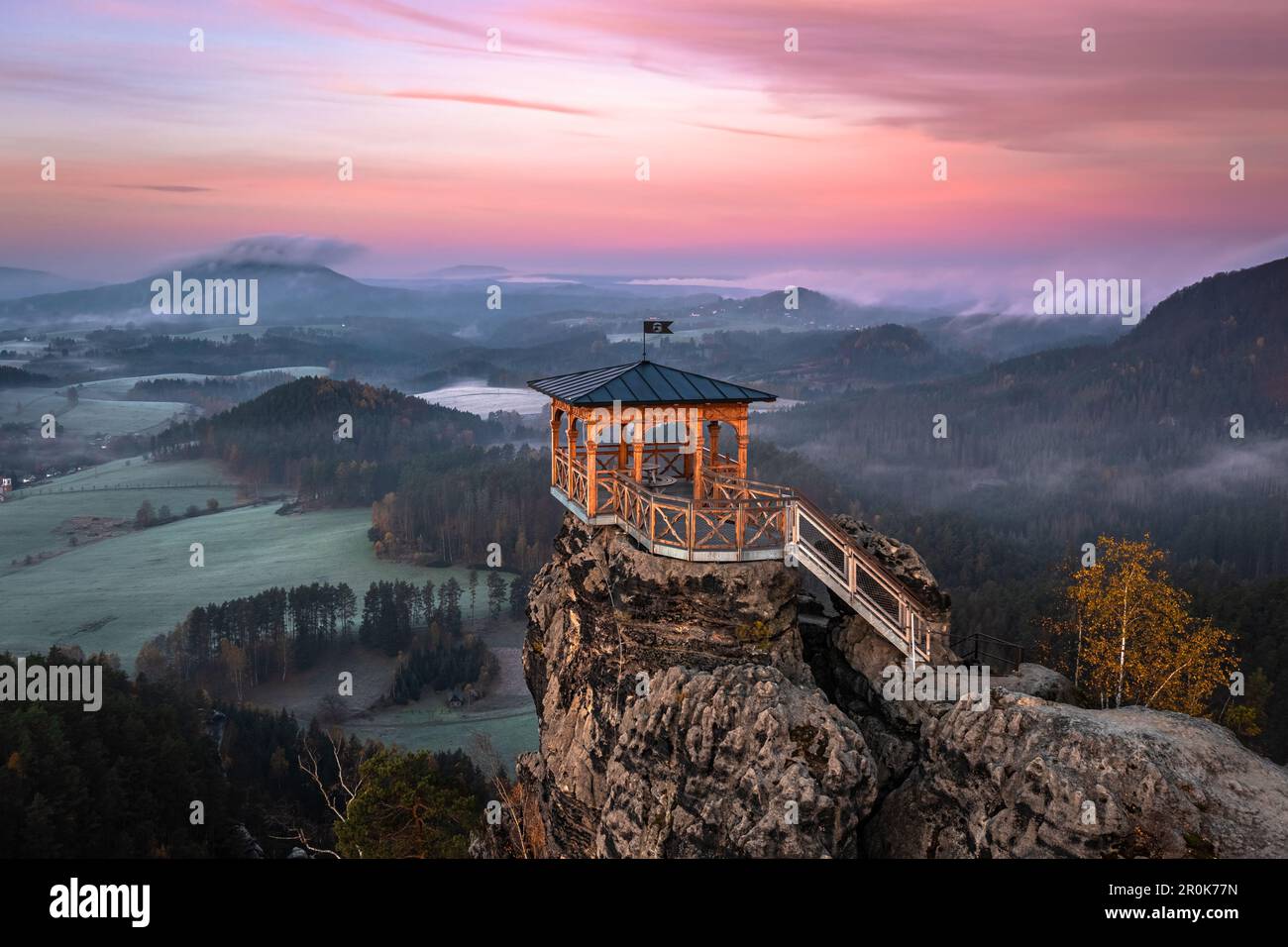 Jetrichovice, Czech Republic - Aerial view of Mariina Vyhlidka (Mary's ...