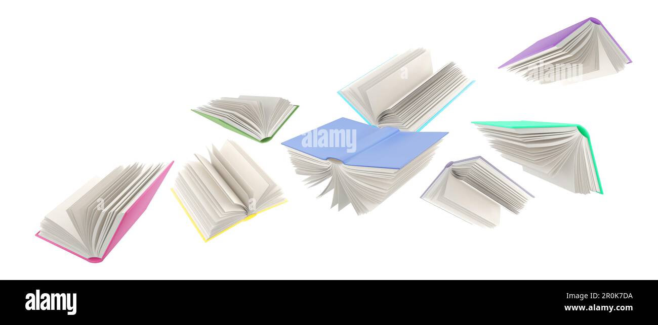 Open fly school paper book vector illustration isolated on white ...