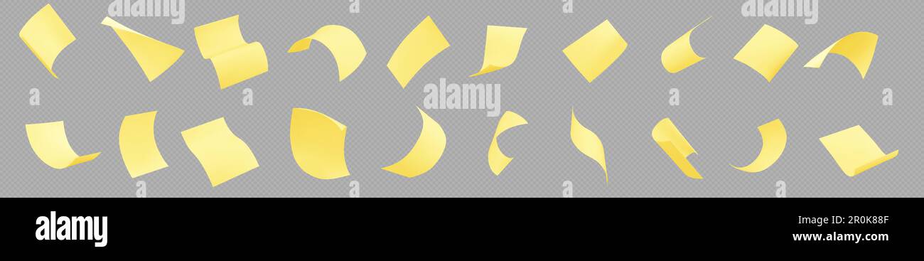 Blank paper sheets, document pages and office notes fly in air. 3d ...