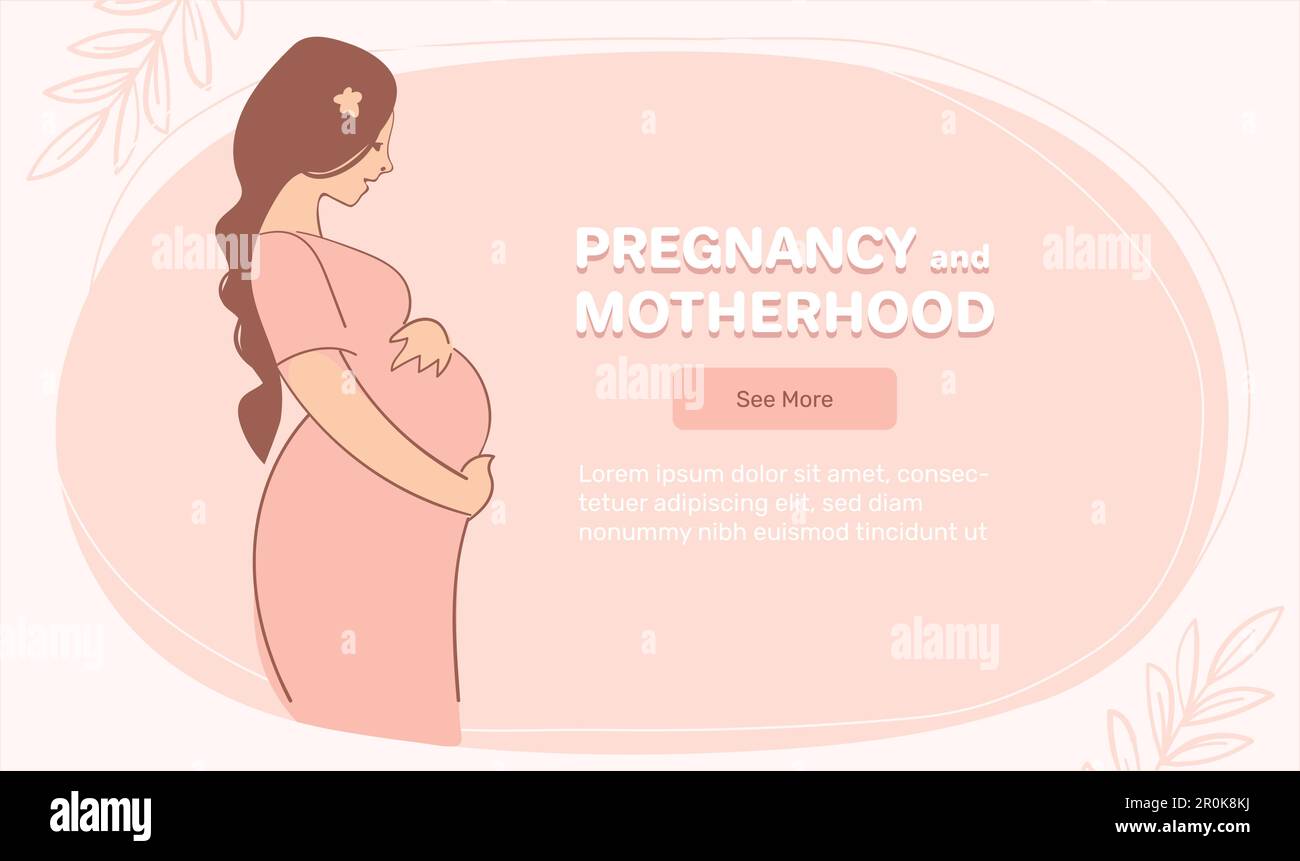 Banner of pregnancy and motherhood with place for text. Happy pregnant ...