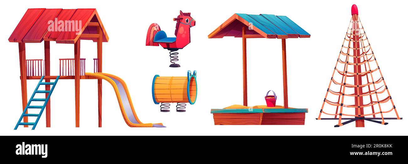 Playground park recreation cartoon vector set isolated on white ...