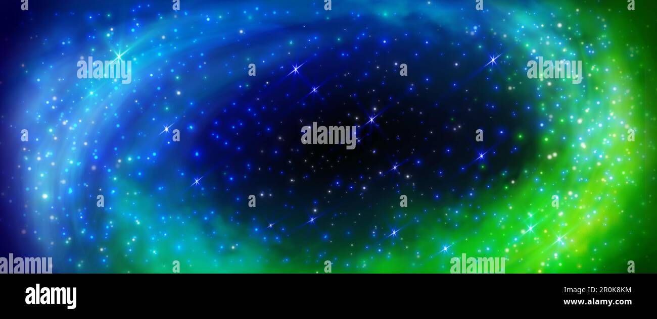 Green blue nebula light sky galaxy background. Abstract universe cosmic ...