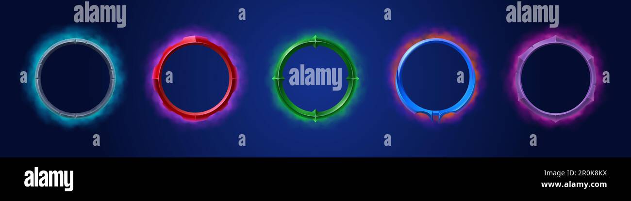 Fantasy circle avatar game frame with smoke ui. Realistic medieval ...