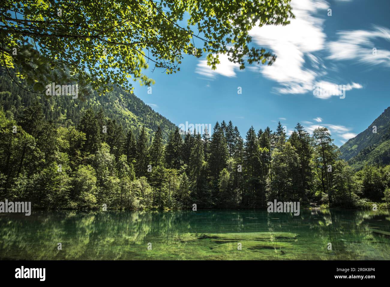 Lake Christlessee and mountain Landscape, Summer, Oberallgaeu, Allgaeu ...