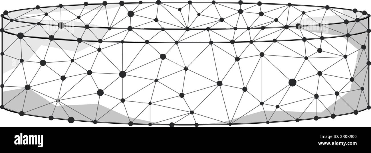 Podium or pedestal wireframe polygon with line and dots vector icon ...