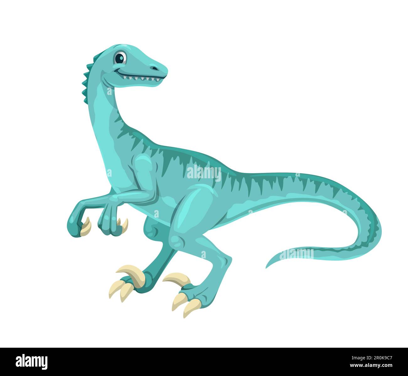 Cartoon Velociraptor dinosaur character. Paleontology prehistoric ...