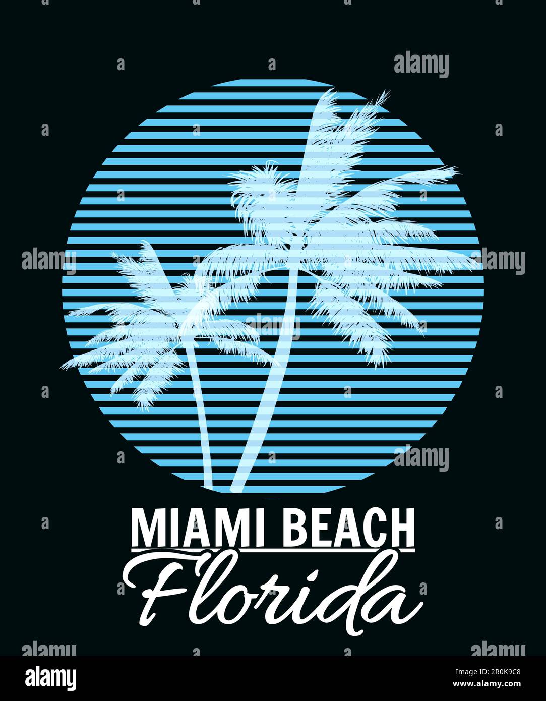 Miami Beach sunset print t-shirt design. Poster palm tree silhouettes ...