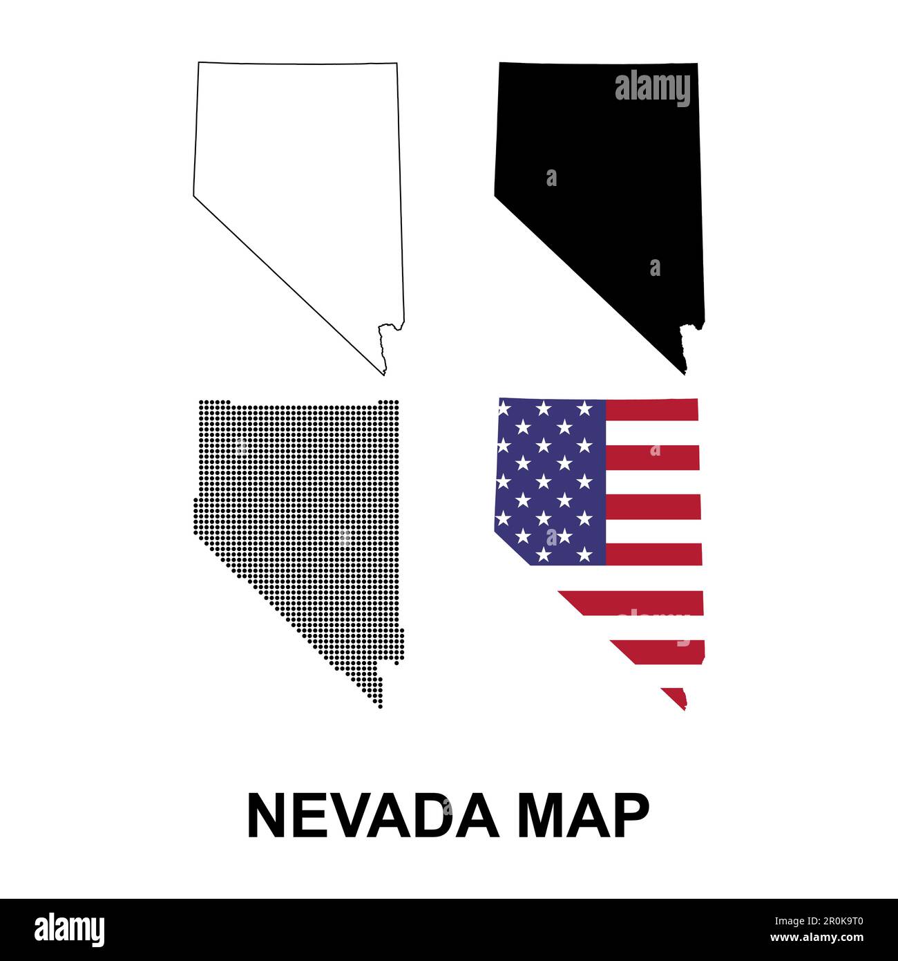 Nevada state outline set map hi-res stock photography and images - Alamy