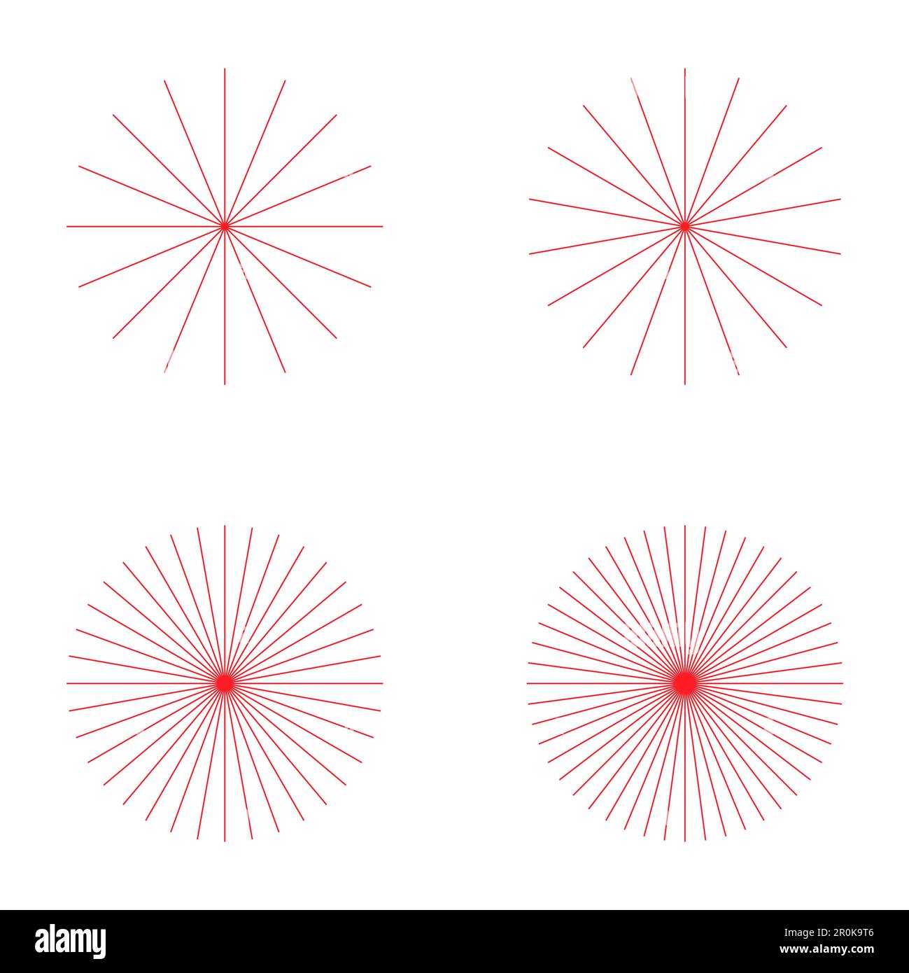 Set of converging radiating lines burst icon, geometric sunburst ...