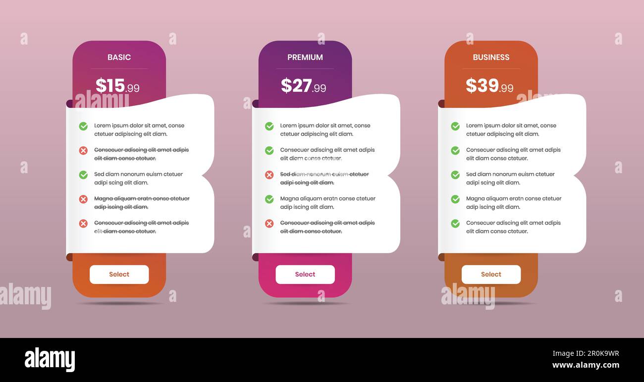 Modern professional business subscription pricing plans comparison with abstract gradient shapes ...