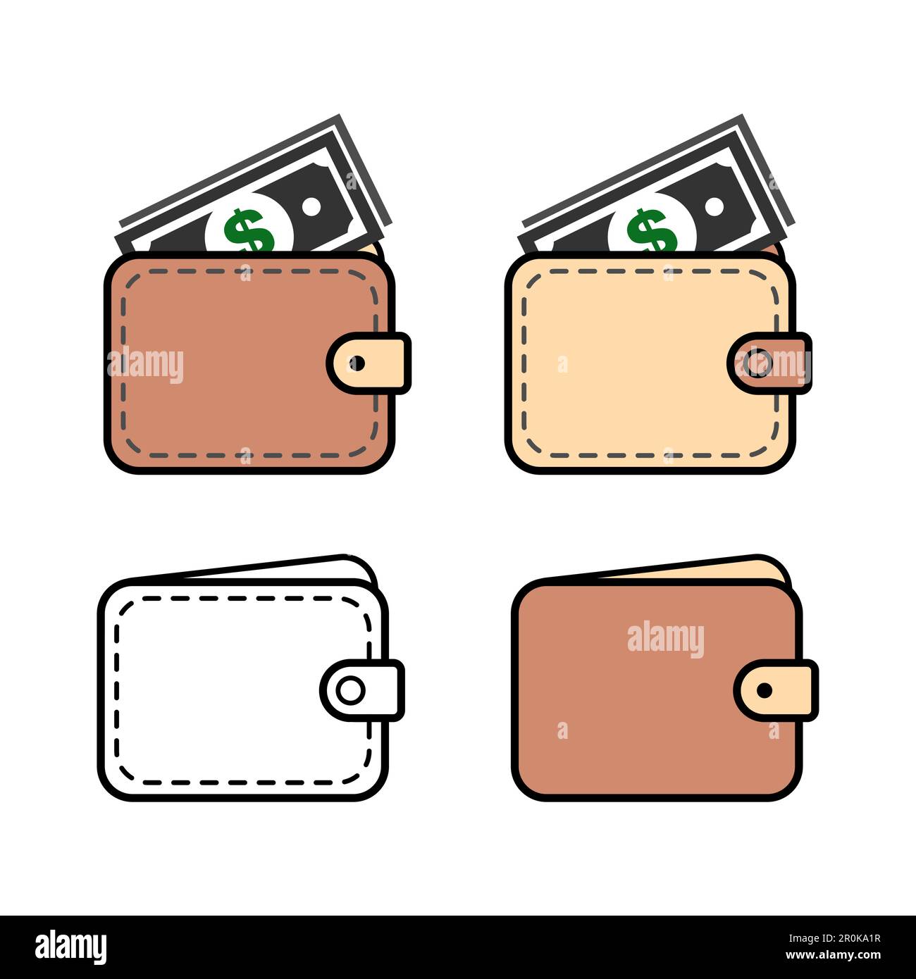Set of Wallet dollar icon, finance flat symbol, economy deposit cash ...