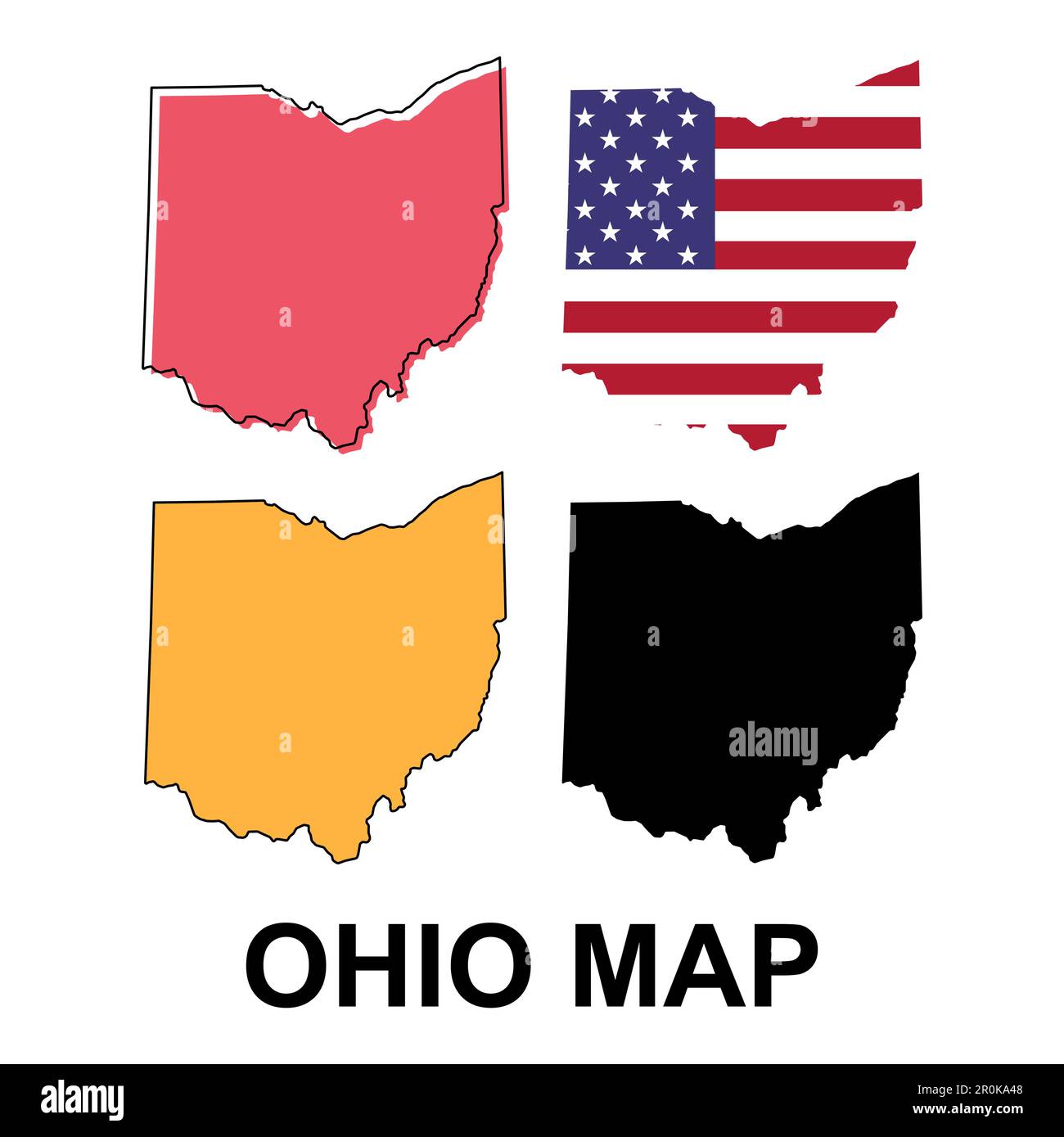 Set of Ohio map, united states of america. Flat concept symbol vector ...