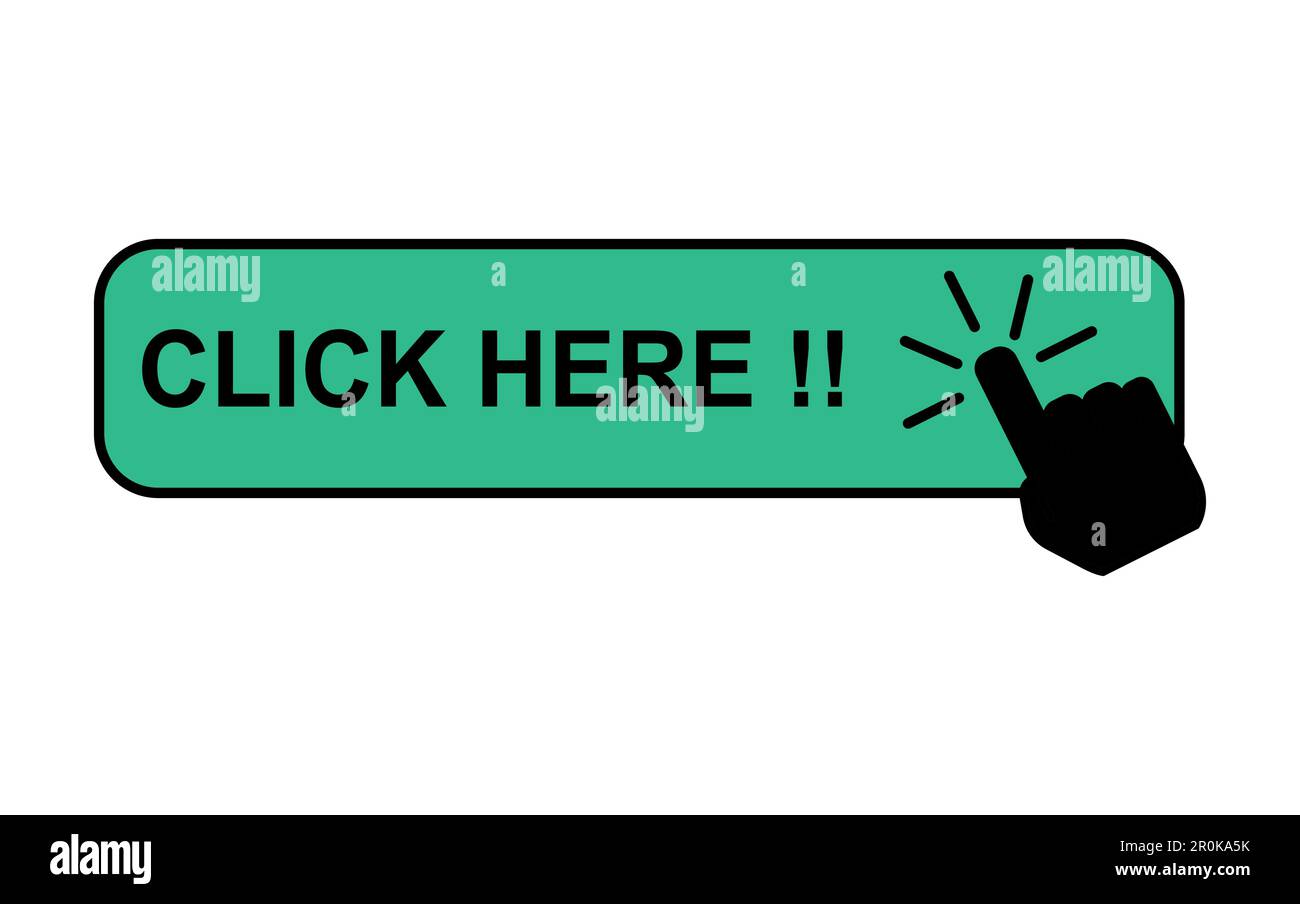 Click here web button, internet flat pointer design, press link vector ...