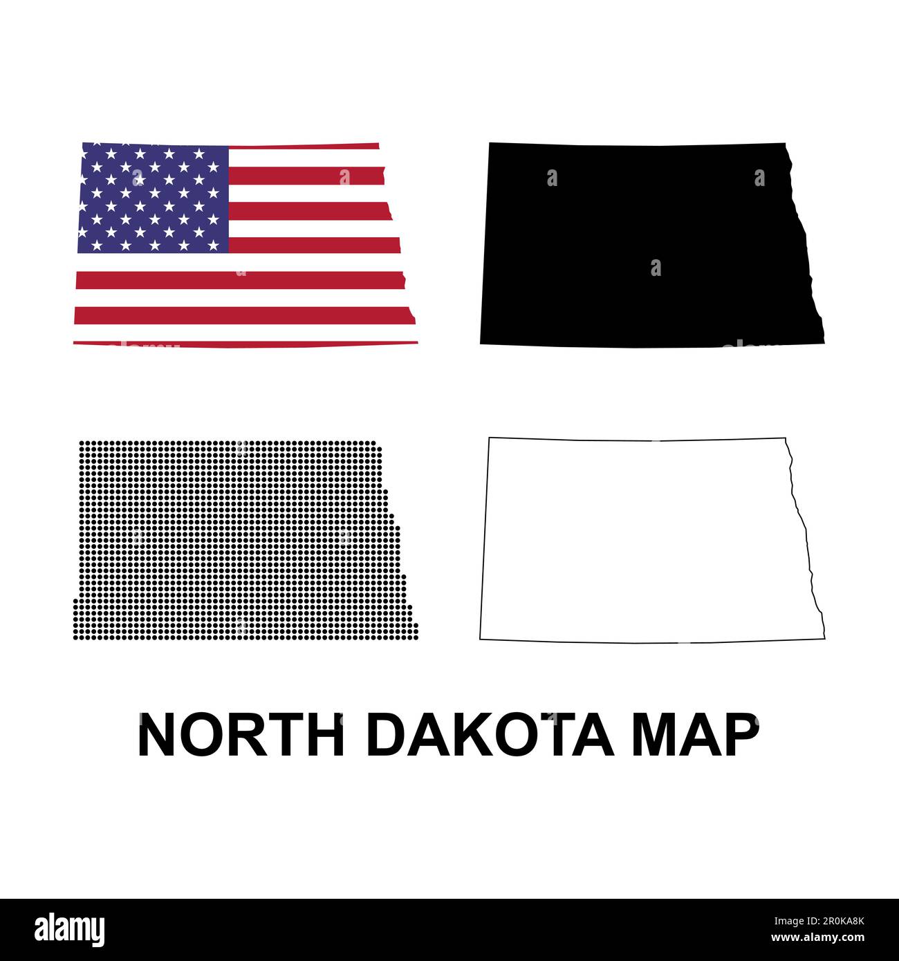 Set of North Dakota map, united states of america. Flat concept icon ...