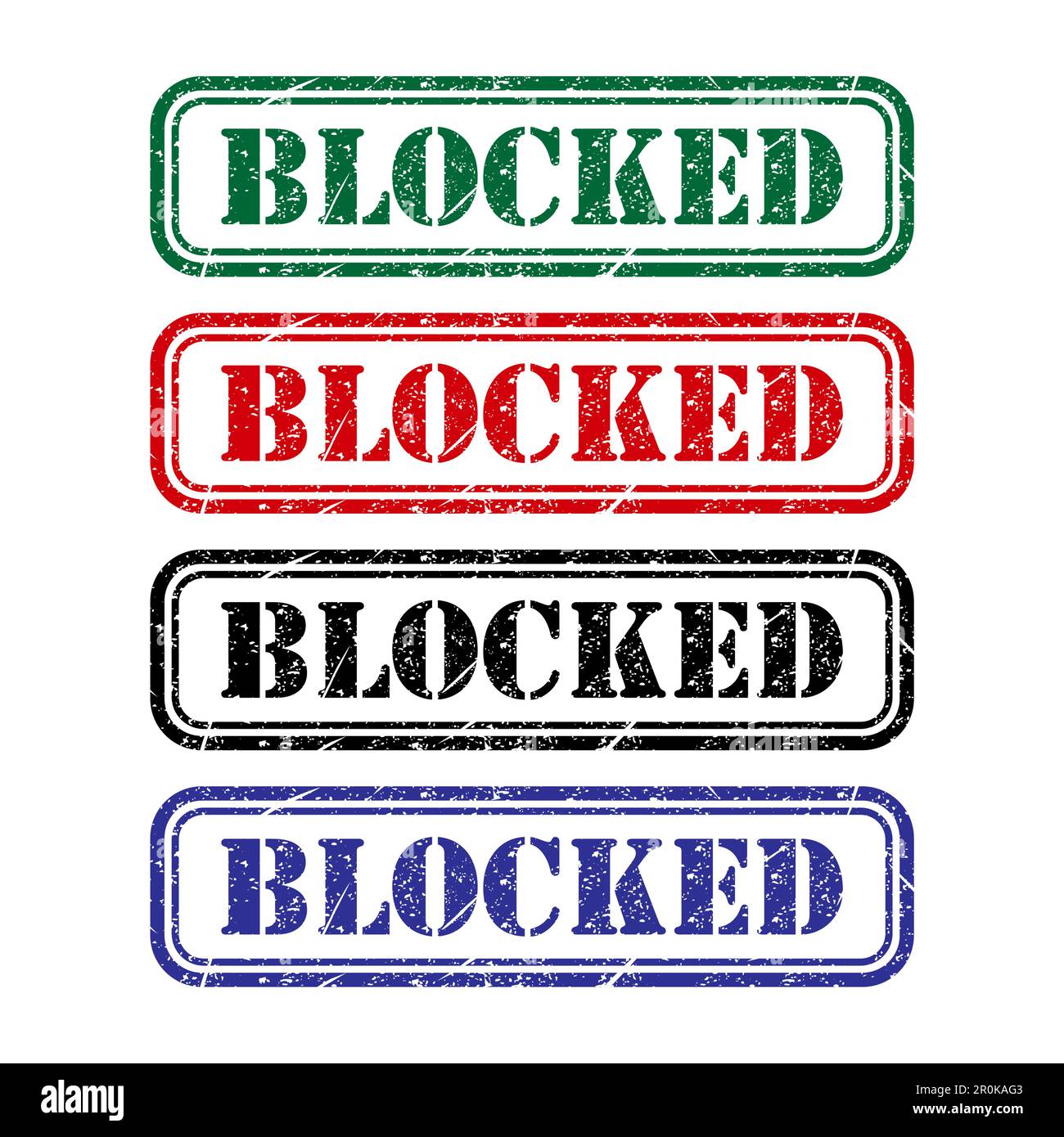 Set of Blocked stamp symbol, label sticker sign button, text banner ...