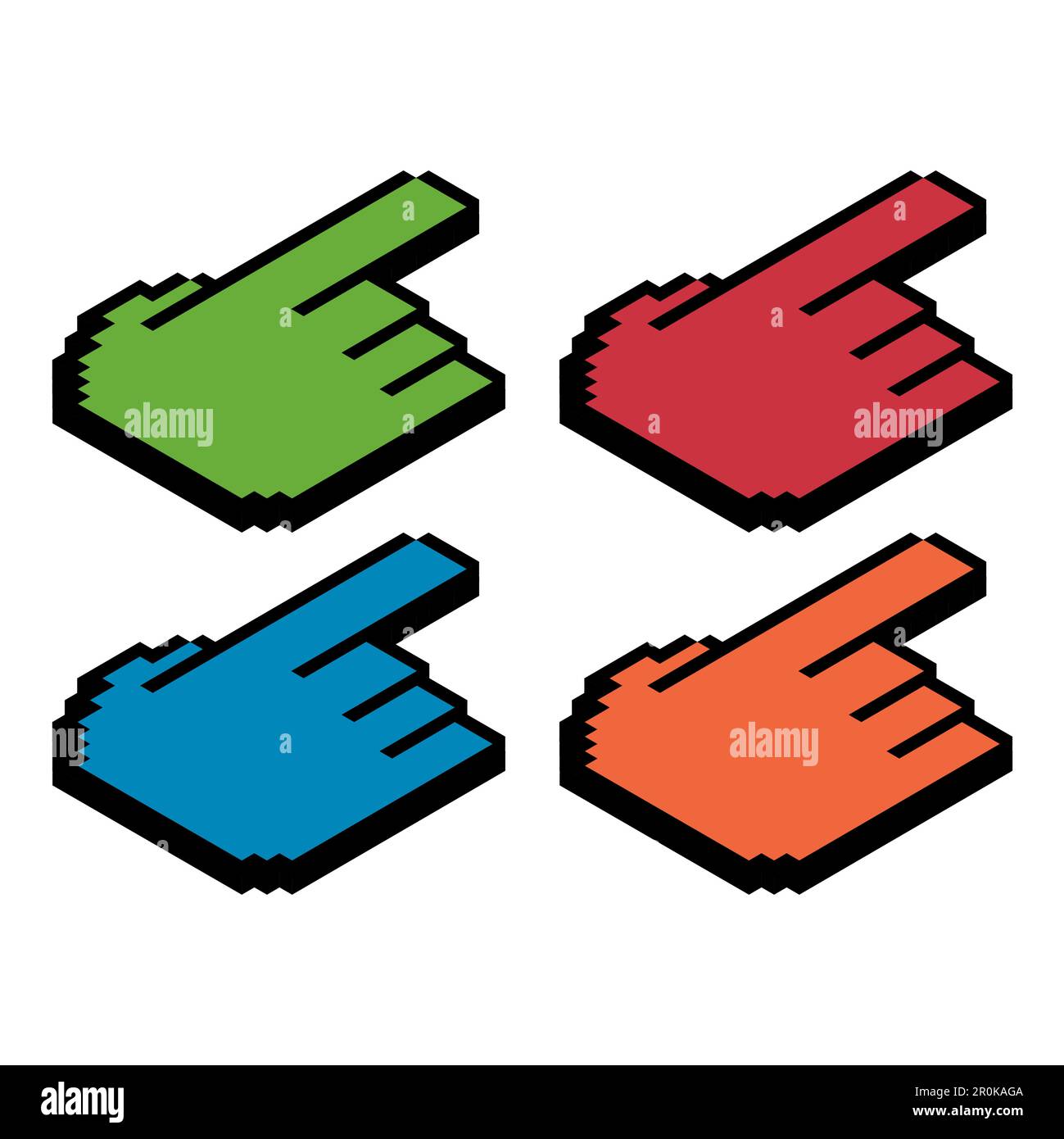 Set of finger ixometric pixel, web cursor click mouse symbol, computer ...
