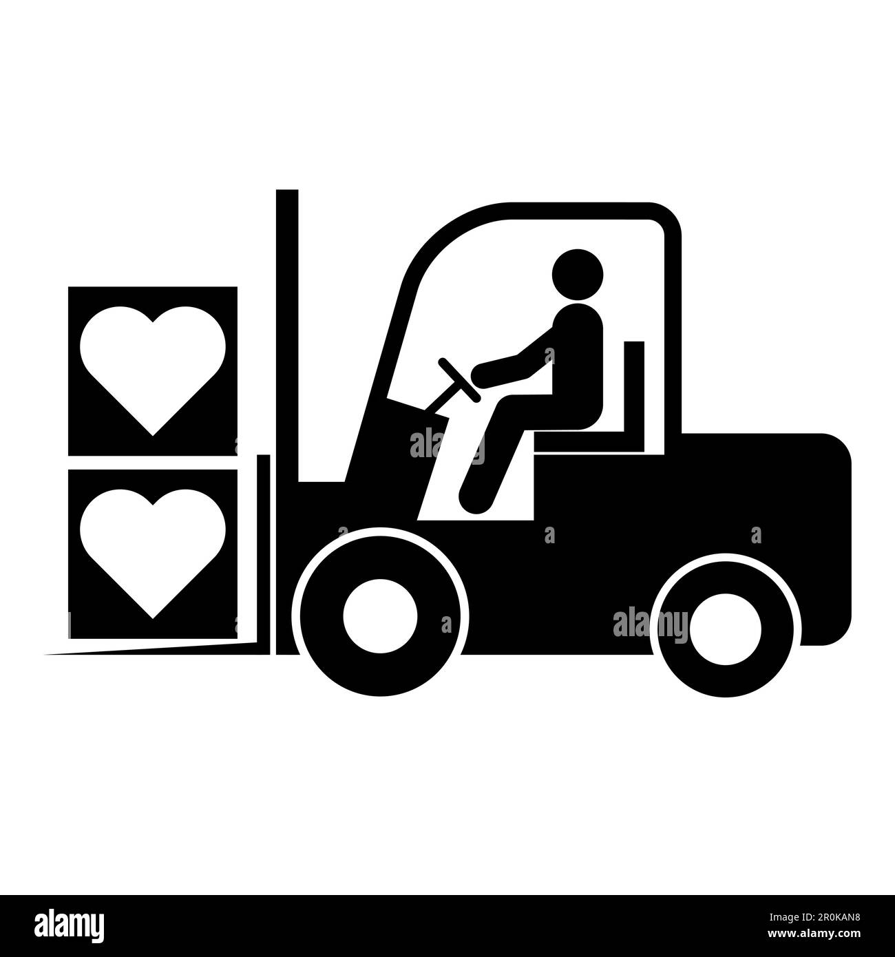Forklift transport icon, industry vehicle machine symbol, fork truck ...
